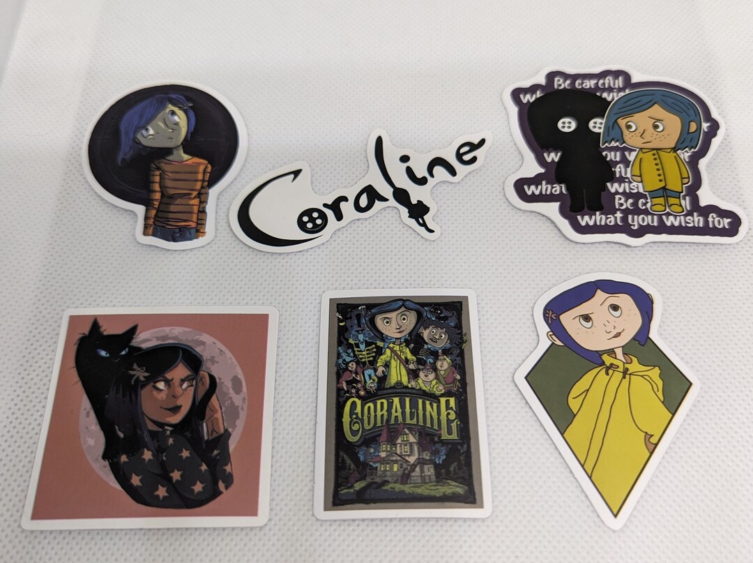 Coraline Set of 6 Stickers Variation #2 With Cat Doll Poster Logo ...