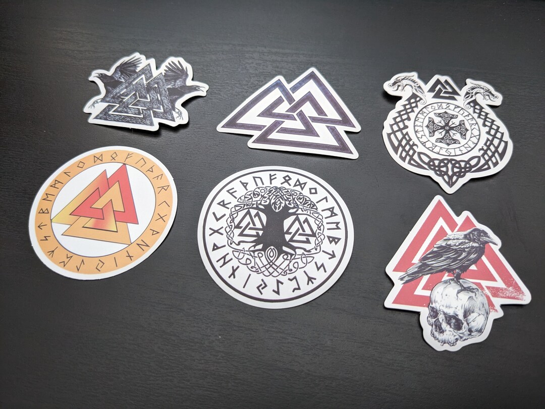 Valknut Norse Viking Rune Sticker Set of 6 Vegvísir Huginn and Muninn ...