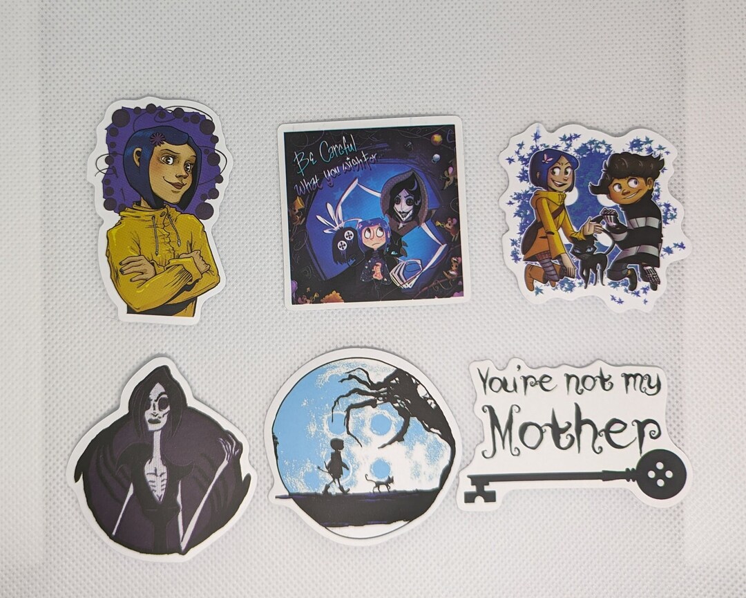 Coraline Set of 6 Stickers Variation #9 Wybie Beldam Other Mother Cat ...
