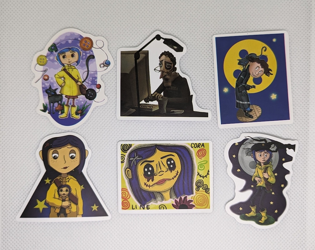 Coraline Set of 6 Stickers Variation #17 Father Cat Doll Wybie ...