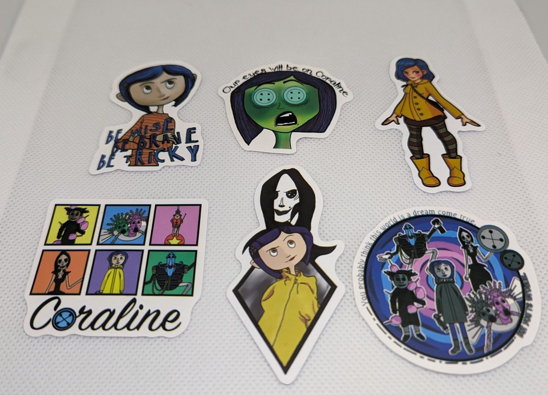 Coraline Set of 6 Stickers Variation #18 Cat Beldam Mr. Bobinsky Ghost ...