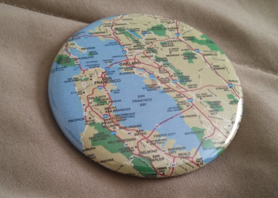 Map of San Francisco Bay Area California Magnet Pinback Button | Etsy