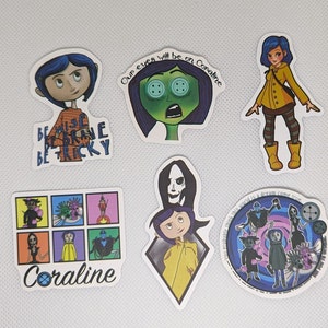 Coraline Set of 6 Stickers Variation #18 Cat Beldam Mr. Bobinsky Ghost ...