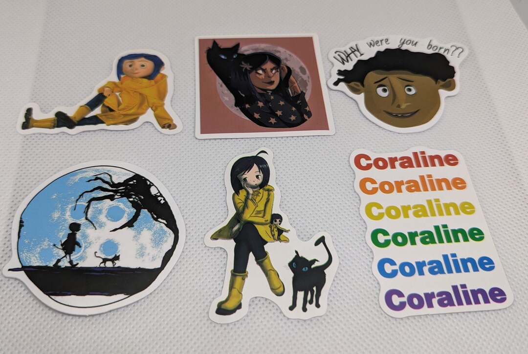 Coraline Set of 6 Stickers Decal Variation #7 With Cat and Wybie Lovat ...