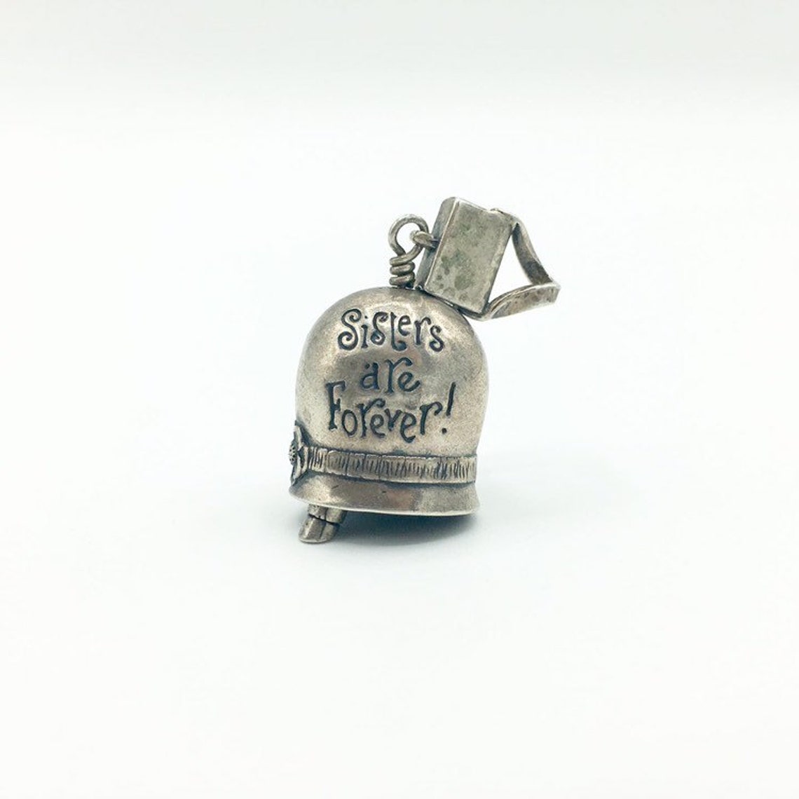 Vintage 925 STERLING Sisters Are Forever Double Side Bell Charm Pendant ...
