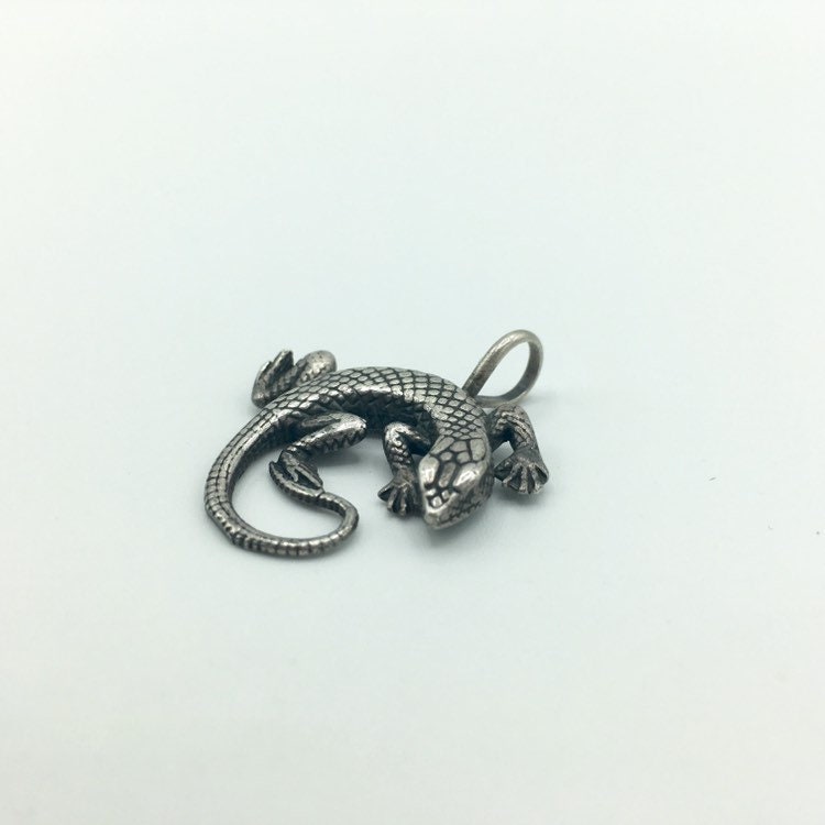 Sterling Silver Lizard Squamate Reptiles Necklace Pendant Tarnished ...
