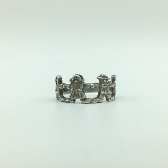 Vintage Friendship Ring Sterling Silver with 4 figure… - Gem
