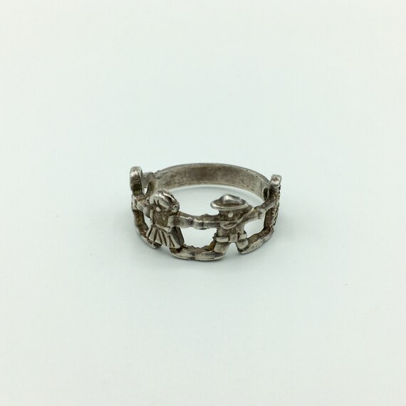 Vintage Friendship Ring Sterling Silver with 4 figure… - Gem