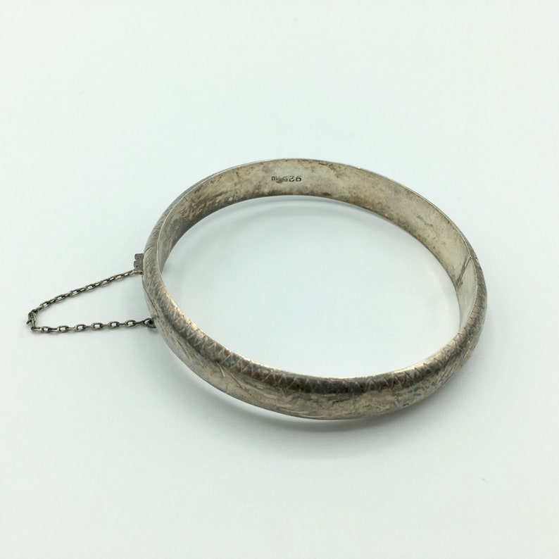 Vintage 925 Sterling Silver Hinged Tarnished Rustic Floral Swirl Bangle ...