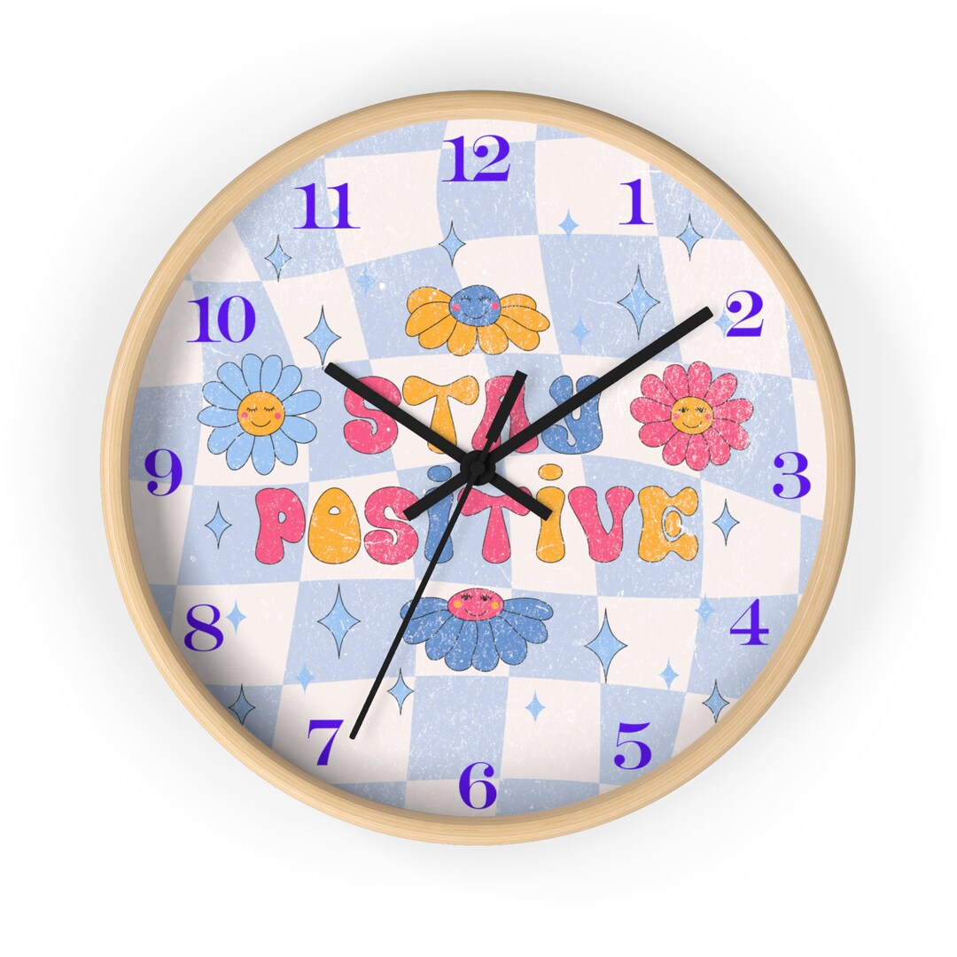 Office Decor Mental Health Decor Stay Positive Retro Wall Clock Vintage ...