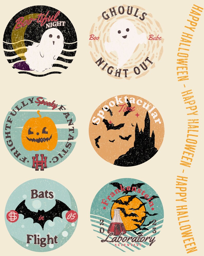 Halloween Cute Spooky Labels Party Printable Digital Download - Etsy