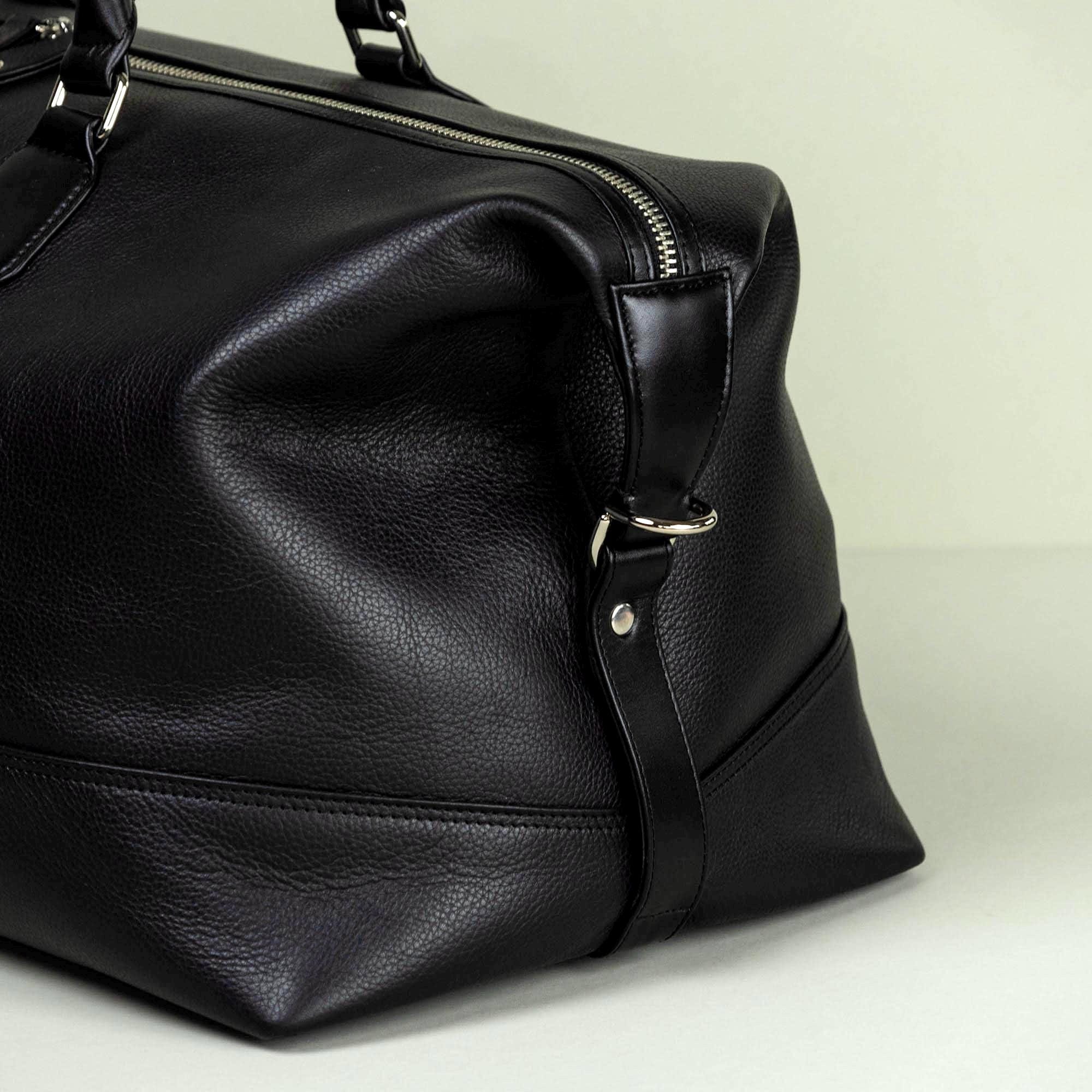Leather Duffle Bag in Black - Etsy