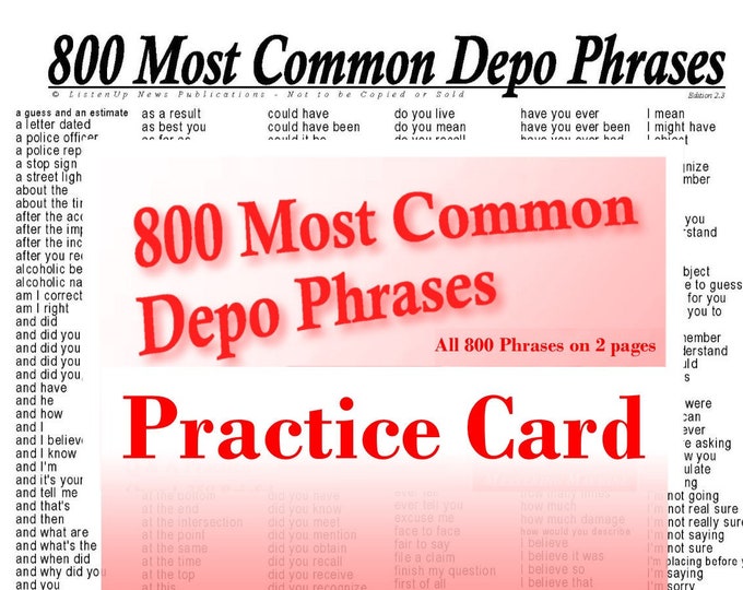 Practice Card - for 800 Most Common Depo Phrases - All 800 Phrases on a ...