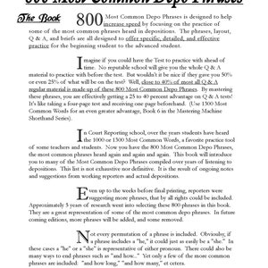 800 Most Common Depo Phrases - Volume I - Court Reporting Practice ...