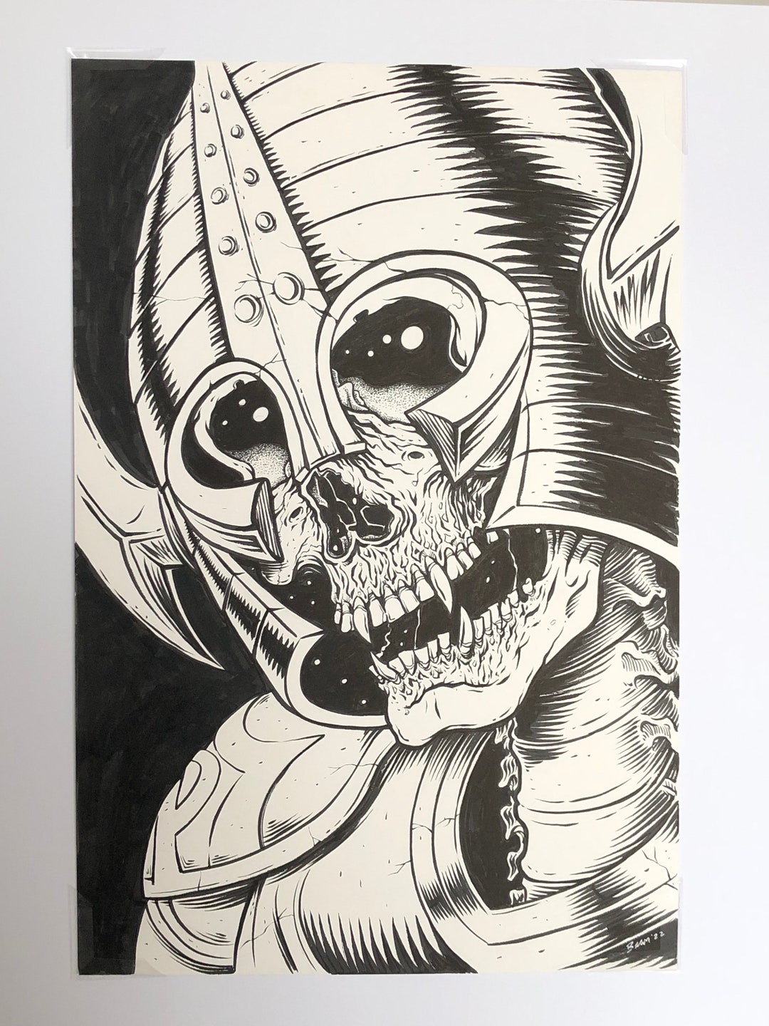 Baron Original Welinder Norse Viking Bones Brigade 18x24 Brush and Ink ...