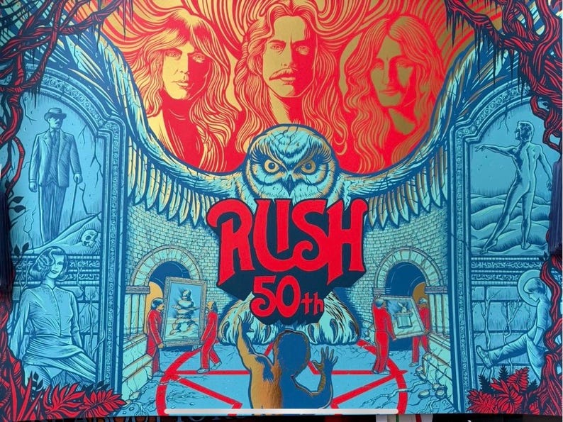 RUSH 50TH ANNIVERSARY Gold Foil Poster Signed Numbered AP - Etsy
