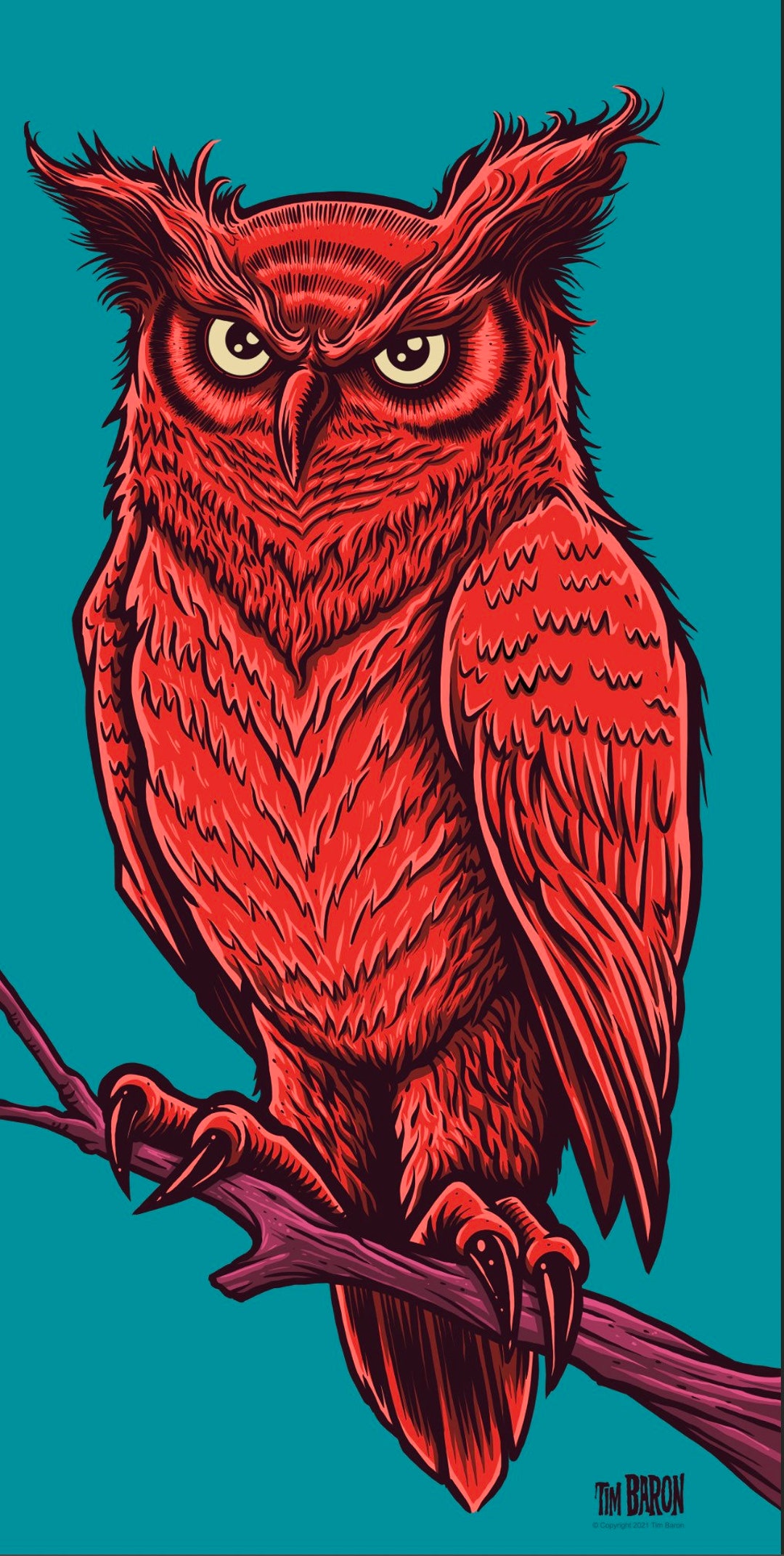 12”x24” - “wise Owl” Giclee Poster Print - Etsy