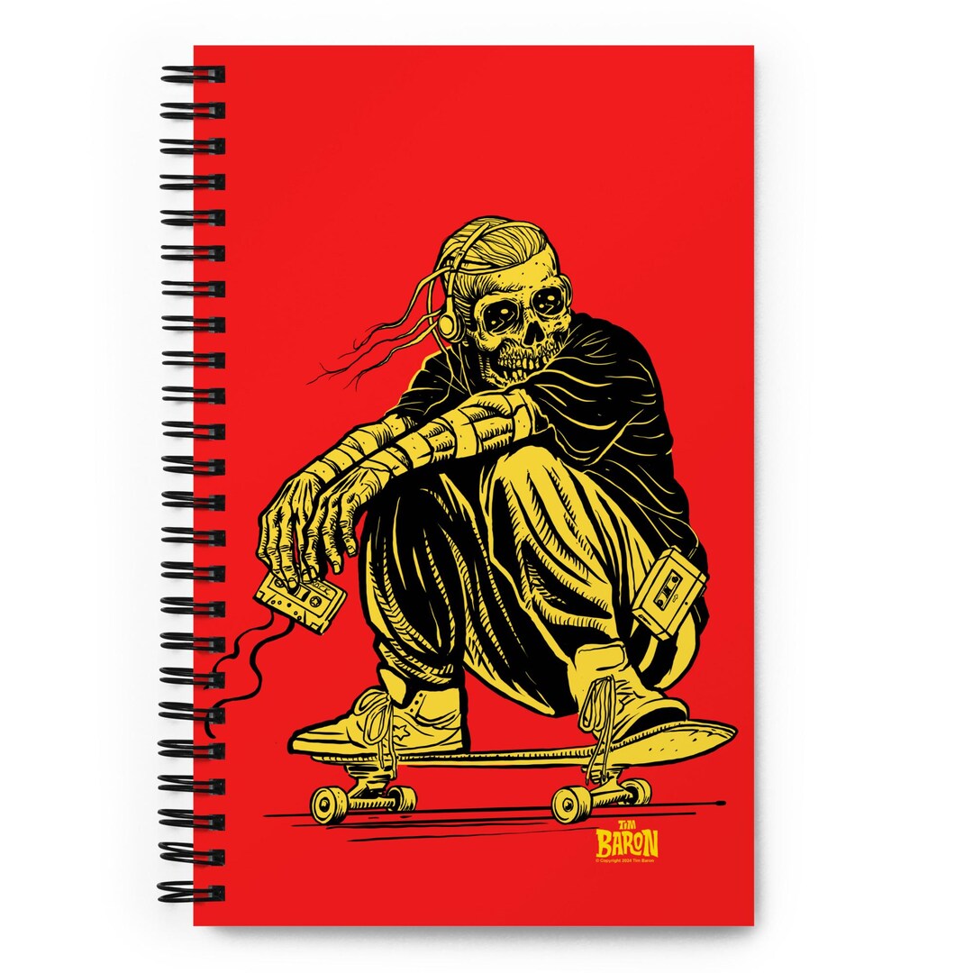 1980s OG Cursed Skeletal Skateboarder Tim Baron Spiral Notebook ...