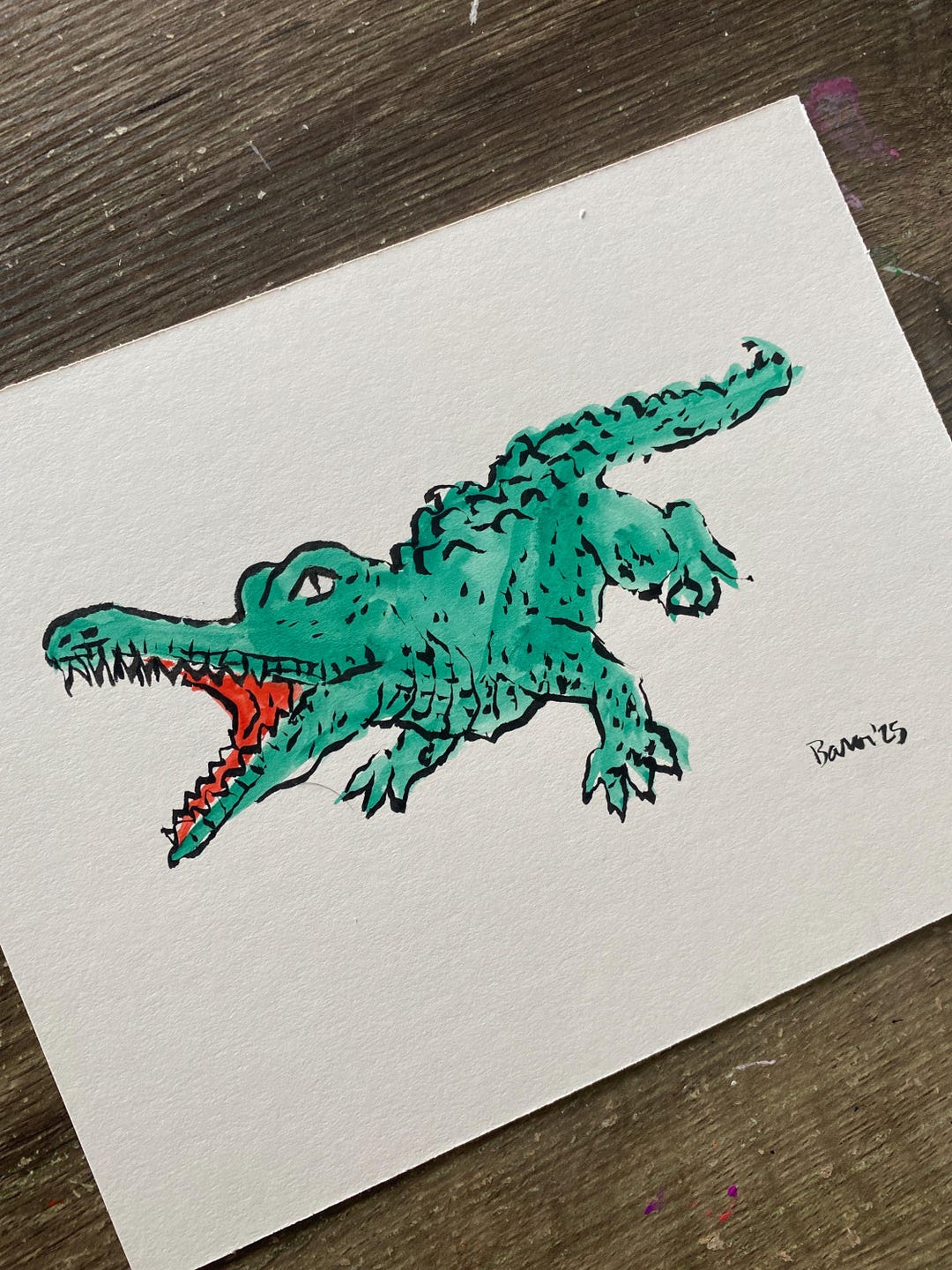Left Hand Alligator Crocodile Original 8x10’pen and Ink + Watercolor ...
