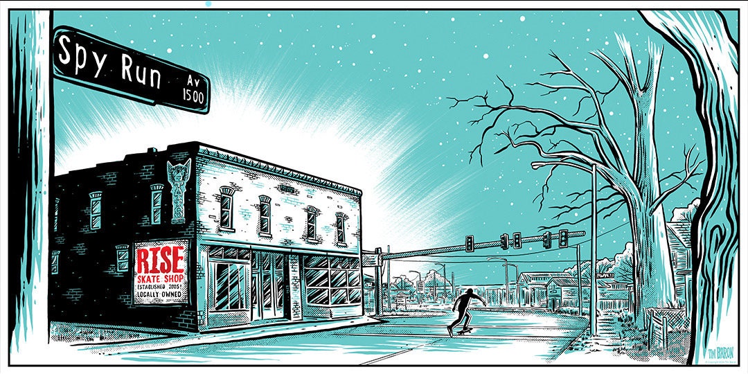 RISE SKATESHOP 12”x24” Spy Run Poster (blue) Giclee Print - Etsy