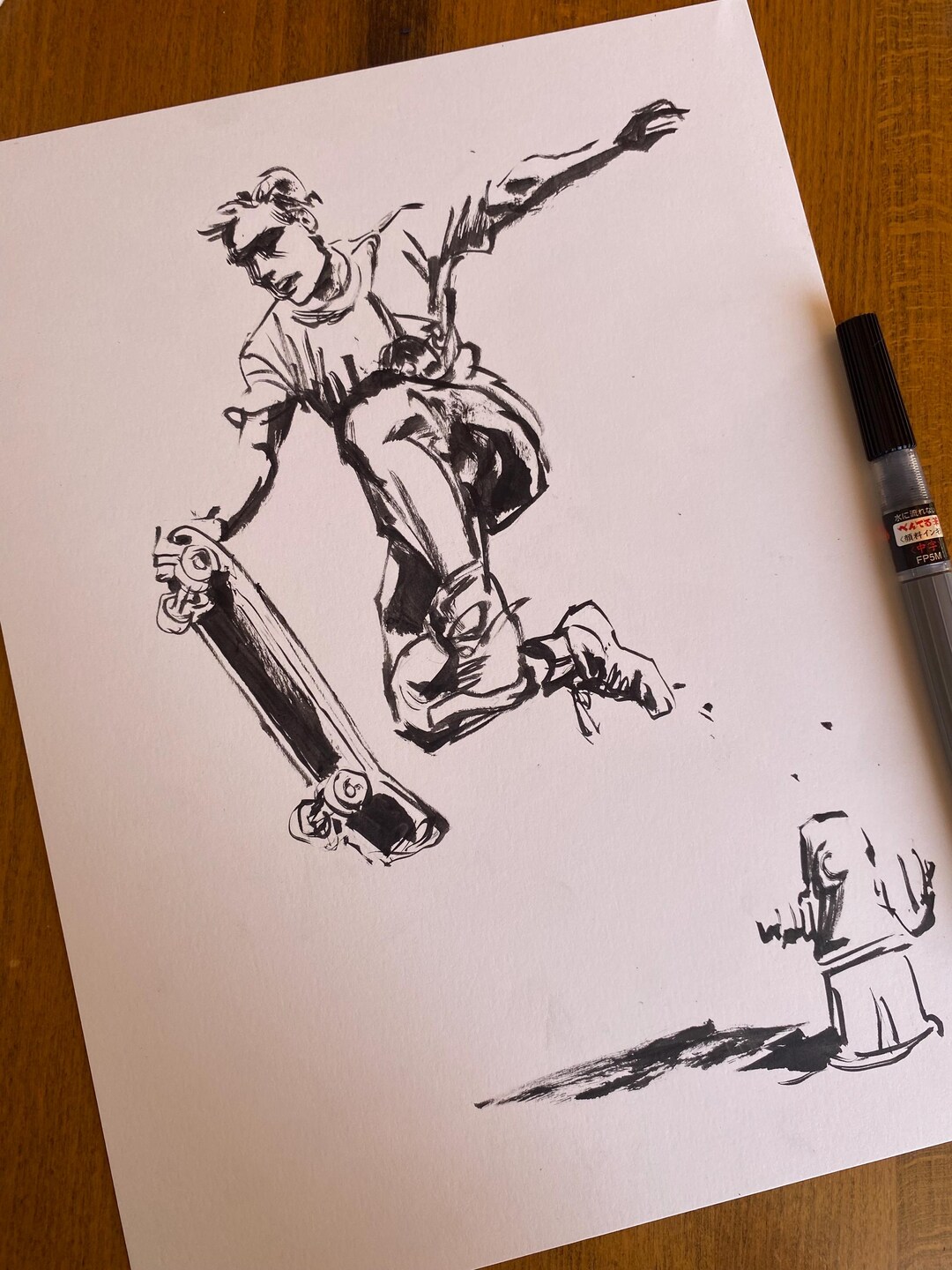 Brush and Ink Natas Kaupas 9x12 Original Skateboard Art Drawing - Etsy