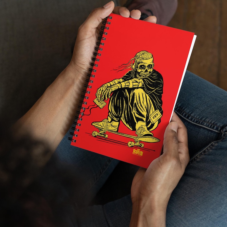 1980s OG Cursed Skeletal Skateboarder Tim Baron Spiral Notebook ...