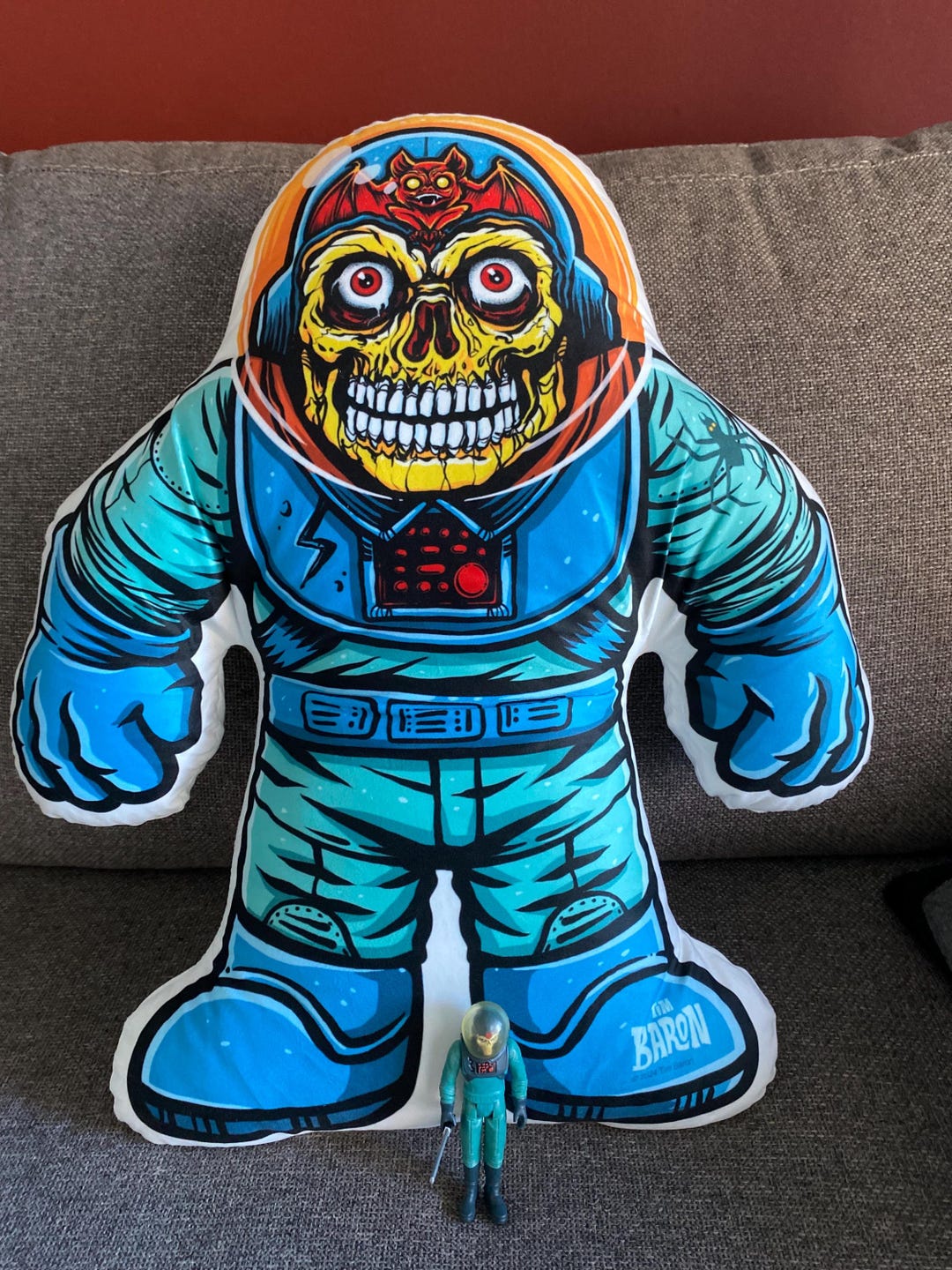 Astro Zombie Pillow: Tim Baron Design, Blue & Teal (22 Inch) - Etsy