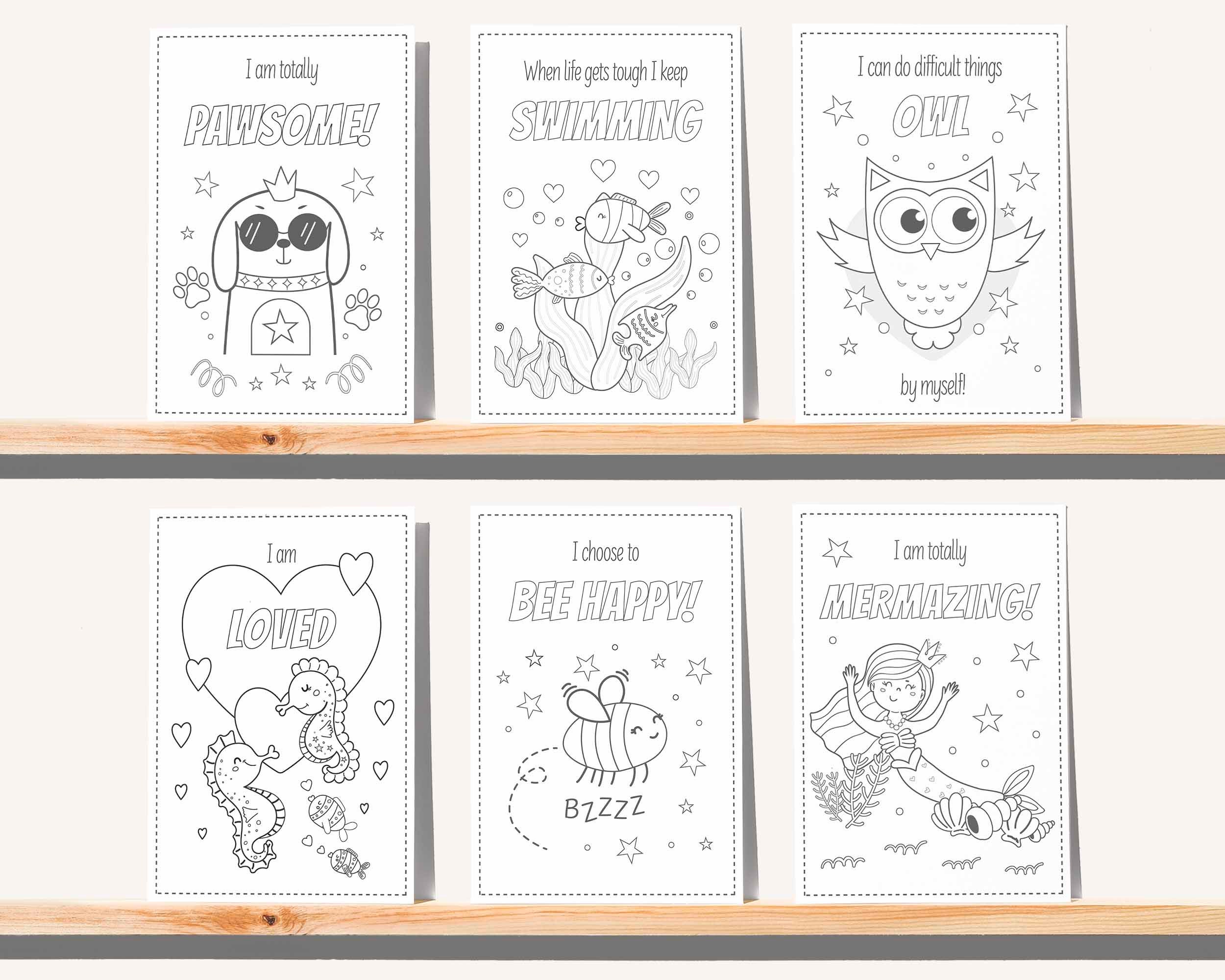 32 Printable Coloring Pages for Kids With Positive Affirmations ...