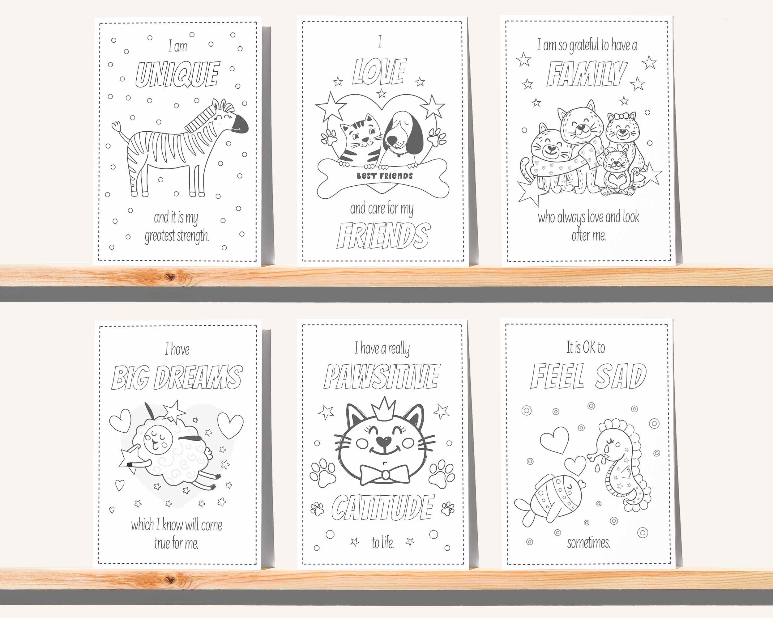 32 Printable Coloring Pages for Kids With Positive Affirmations ...