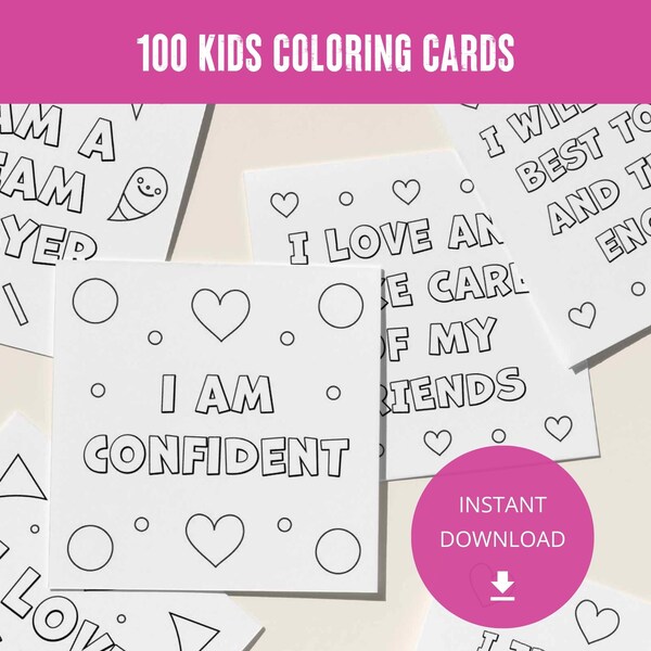 Coloring Affirmation Cards - Etsy