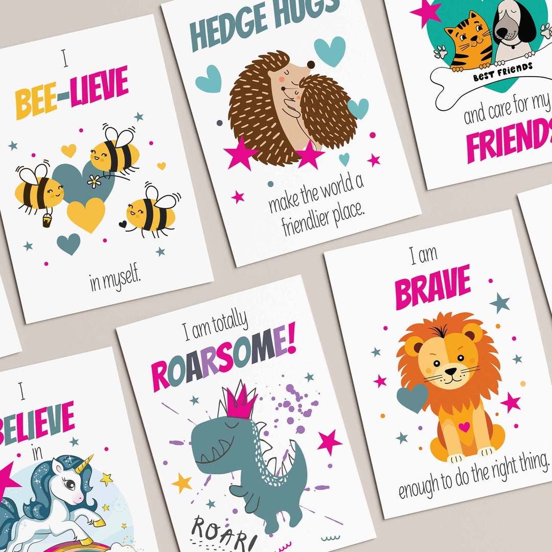 Kids Affirmation Cards, Printable Positive Affirmations, Lunch Box ...