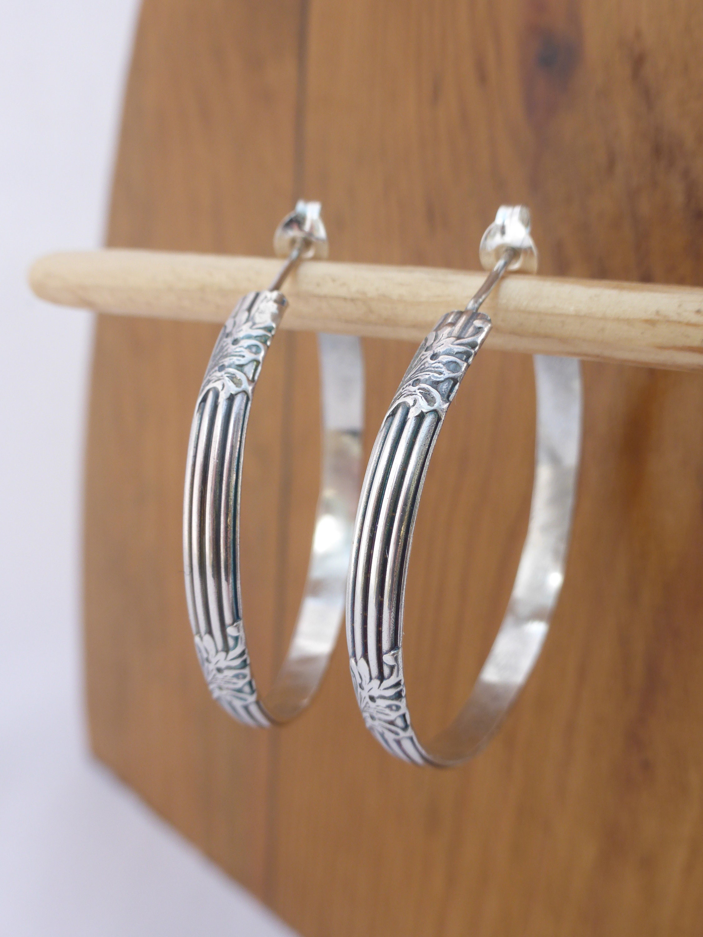 Silver Hoop Earrings Medium Hoops Silver Flat Open Hoop - Etsy UK