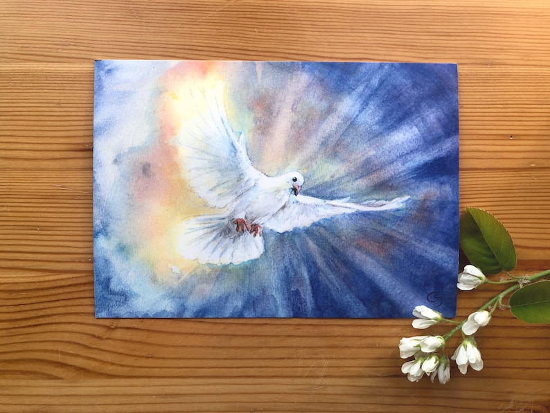 Postkarte Friedenstaube, Pfingsten Jahreszeitenkarten, Waldorf - Etsy.de