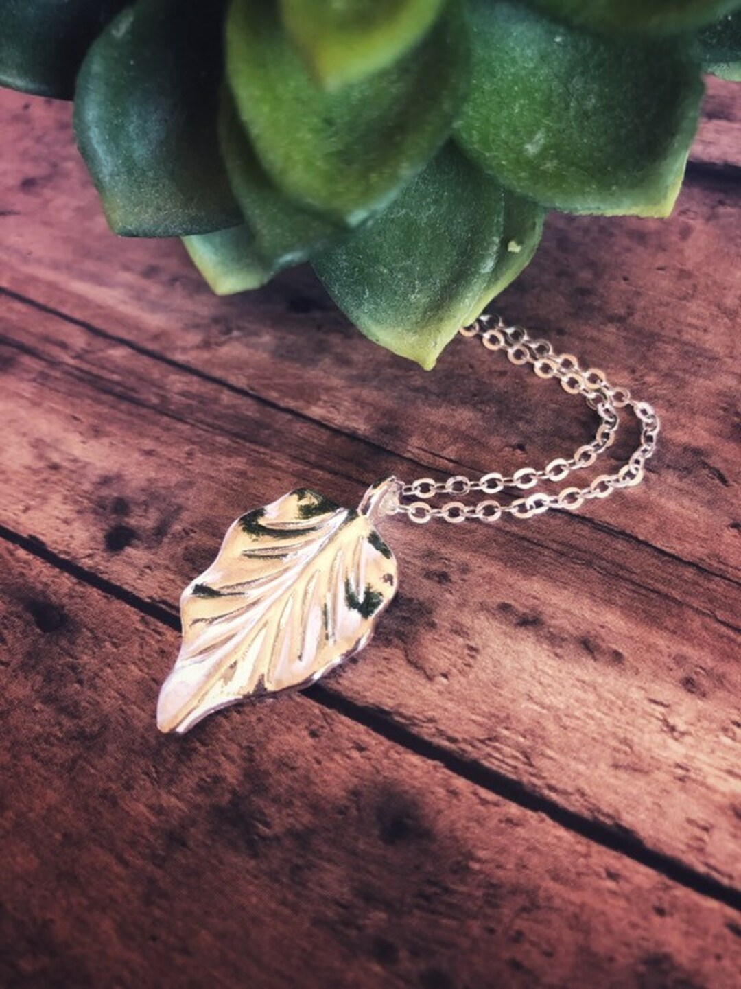 Leaf Necklace Sterling Silver, Nature Long Necklace, Leaf Charm Jewelry ...