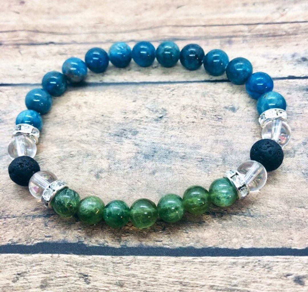 Blue Apatite Control Bracelet, Weight and Metabolism Support Crystal ...
