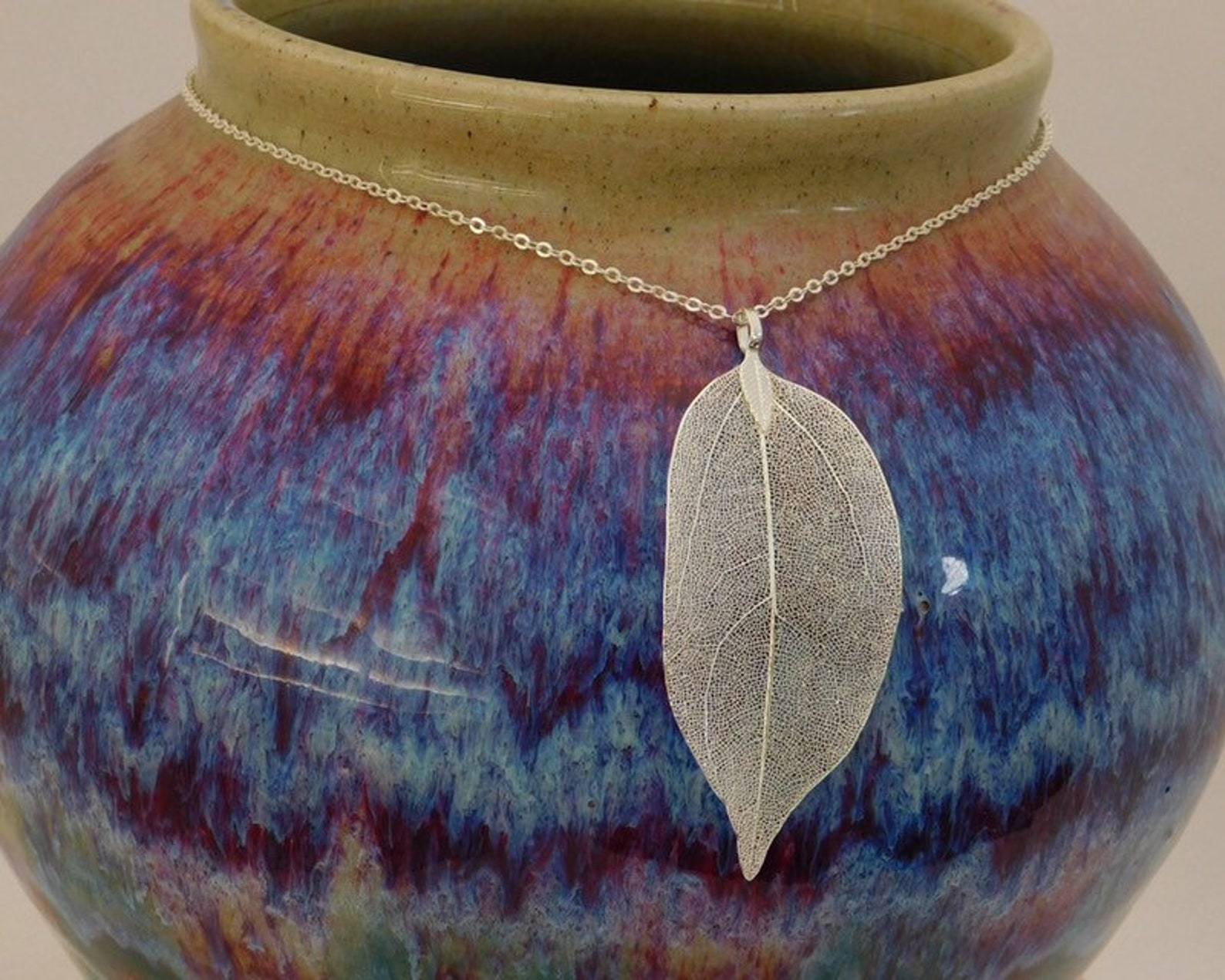 Real Leaf Necklace Sterling Silver Leaf Necklace Long - Etsy