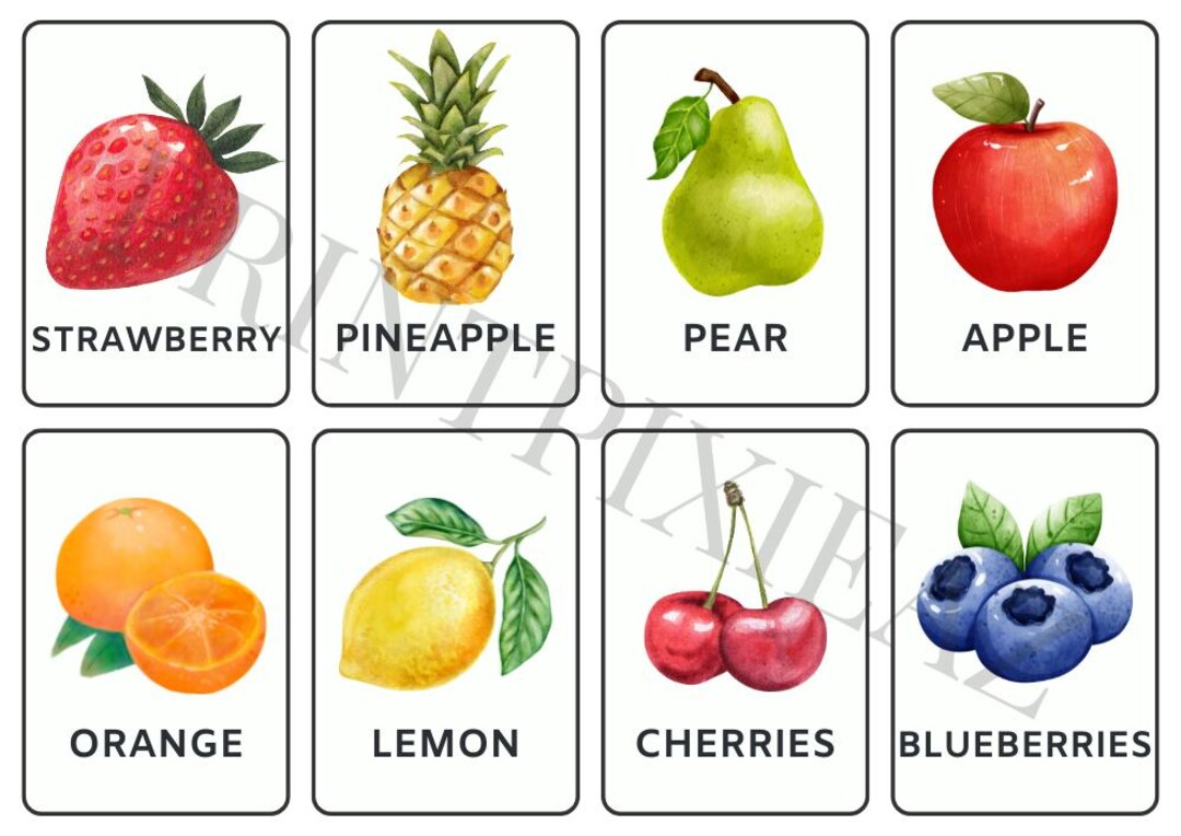 Bilingual Flashcards for Kids Numbers, Animals, Fruits & Vegetables ...