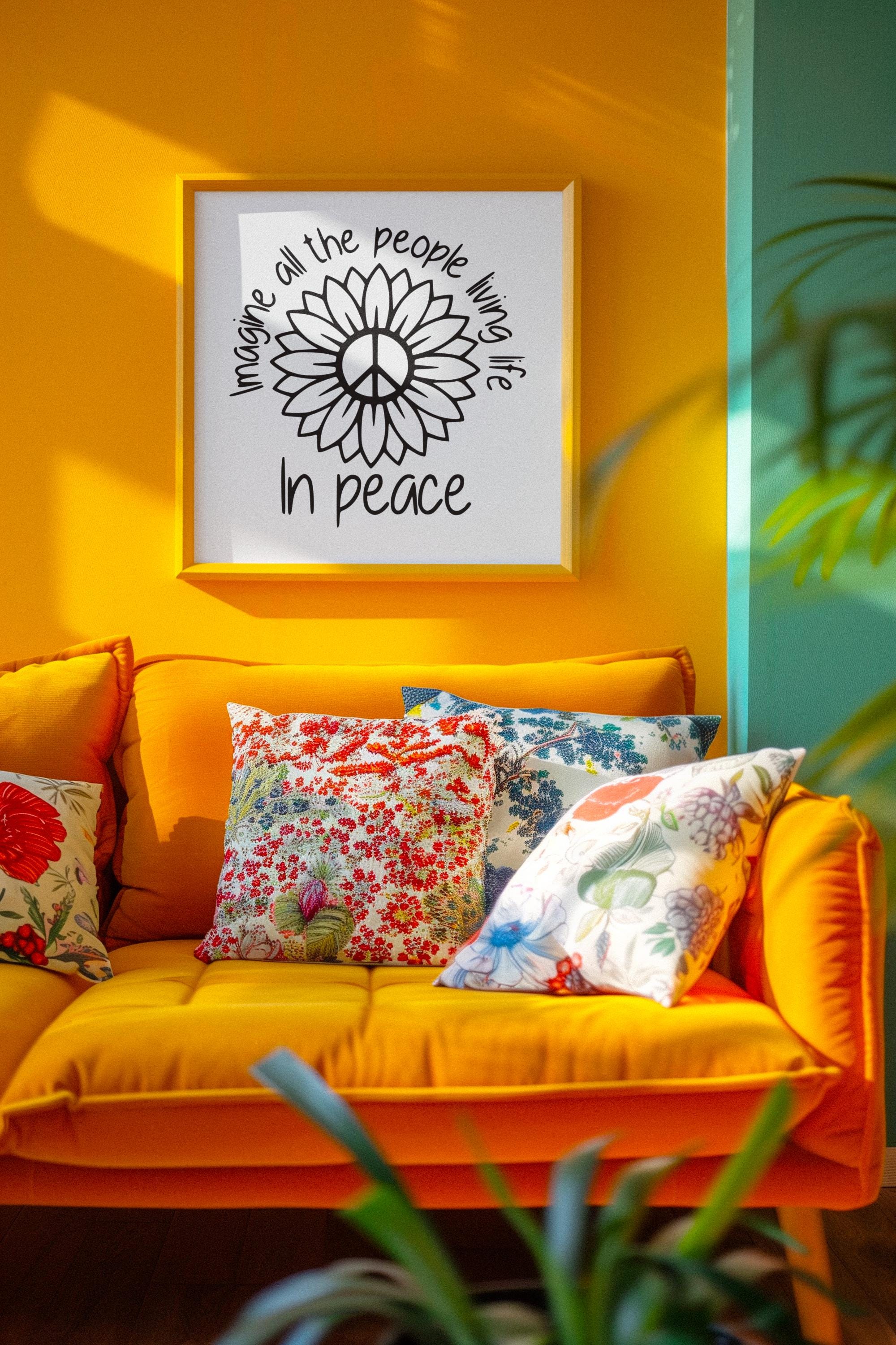 Sunflower Peace Sign SVG – Beatles Inspired, Cricut Cut File (digital ...