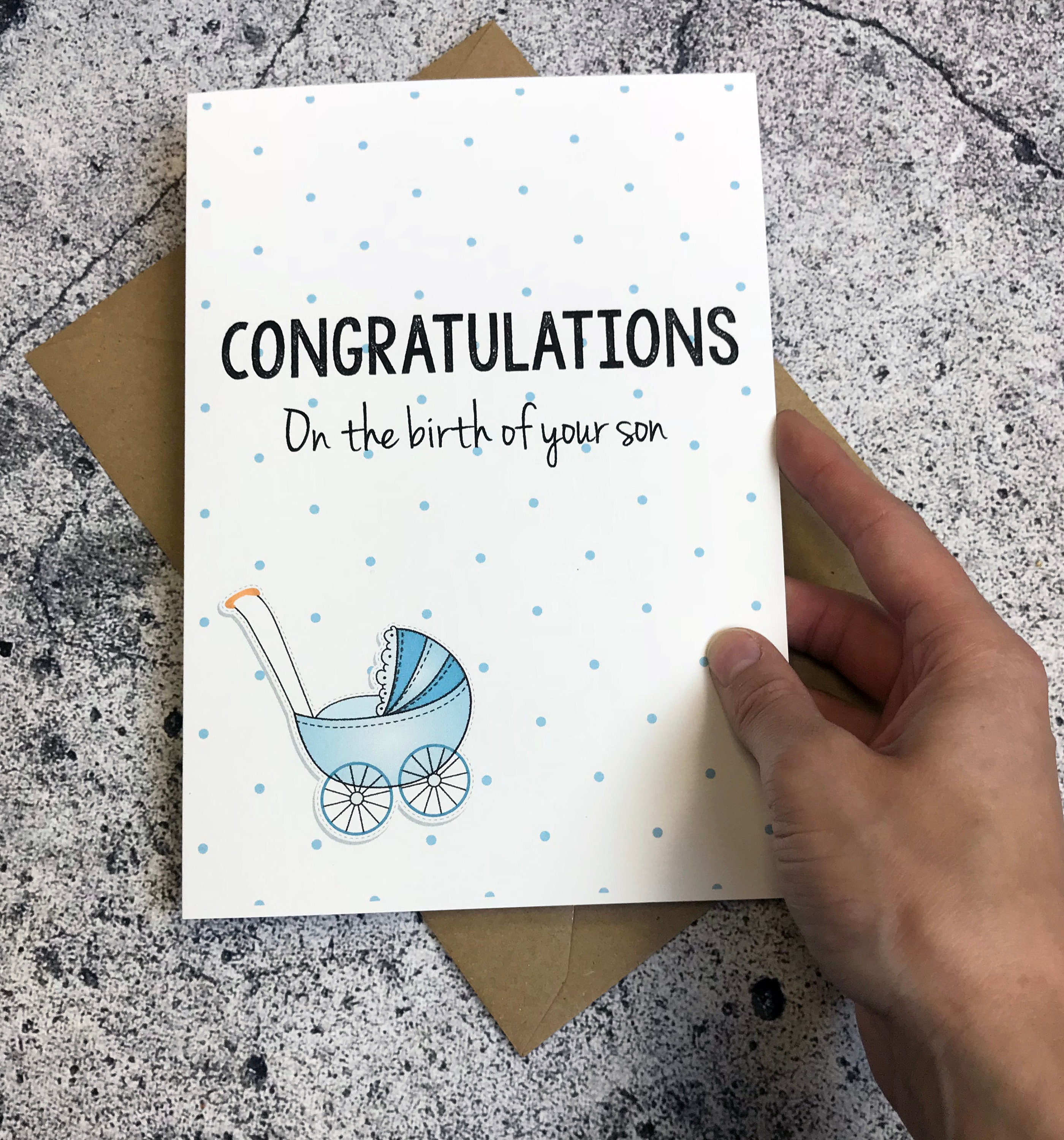 Congratulations Card 'on the Birth of Your Son' - Etsy
