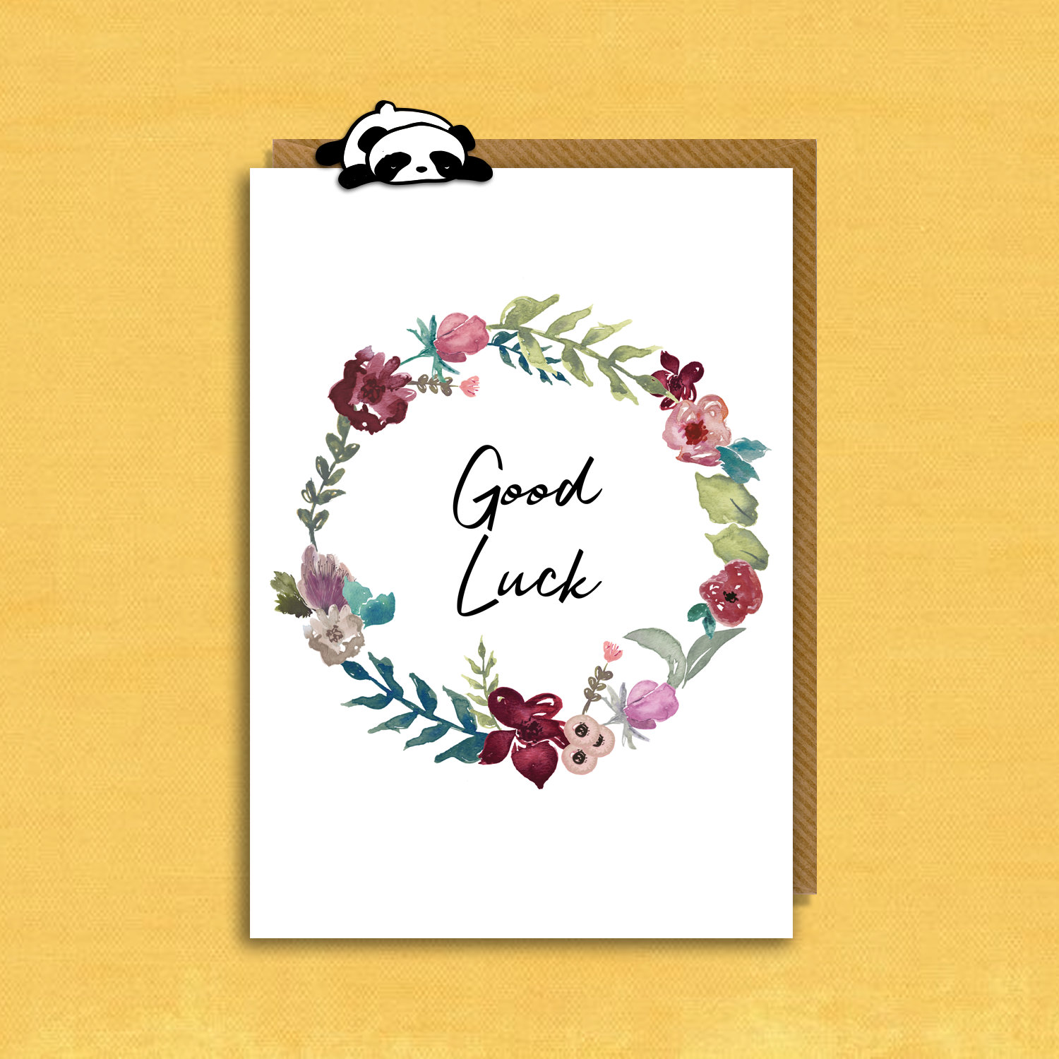 Good Luck Card Floral Wreath Cute Flowers Deep Pink - Etsy.de