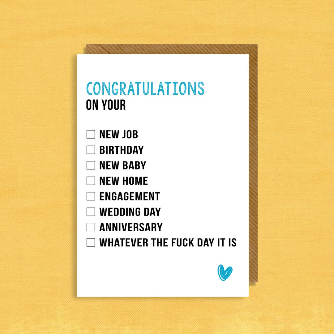 Rude Every Occasion Card 'congratulations on Your ...' Funny, Rude, New ...