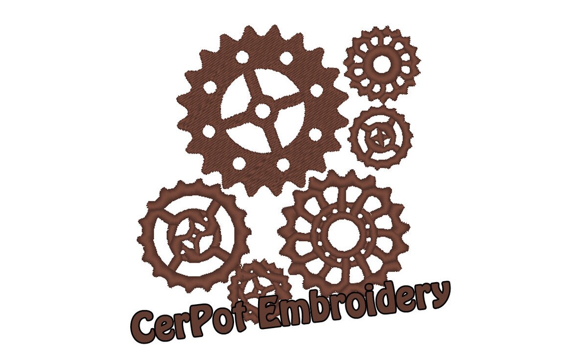 Machine Embroidery Design - Steam Punk Cogs Embroidery Pattern ...
