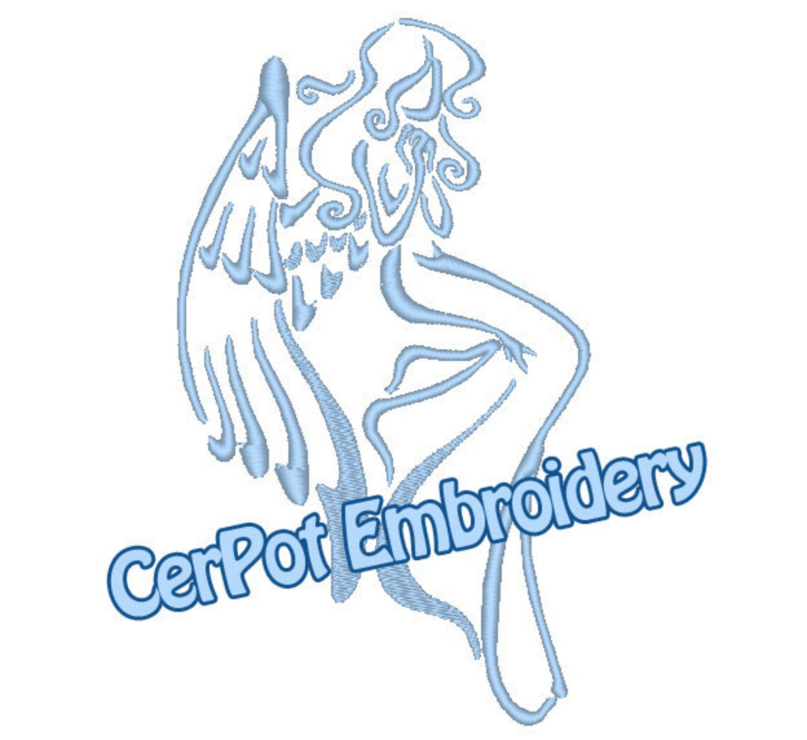 Machine Embroidery Design - Angel Outline Pattern - Embroidery ...