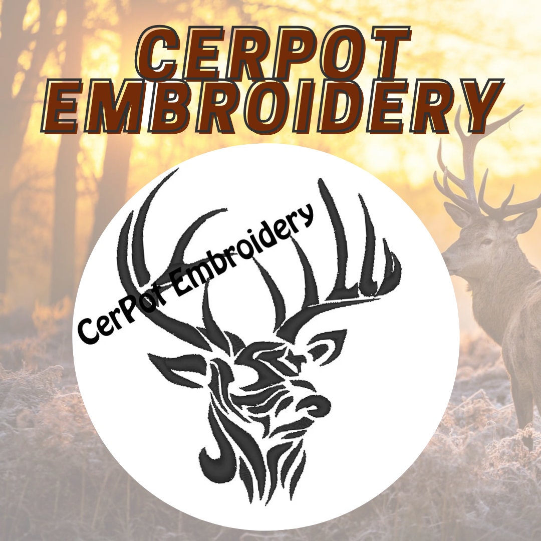 Machine Embroidery Design - Stag Deer Head Tribal Hunting Embroidery ...