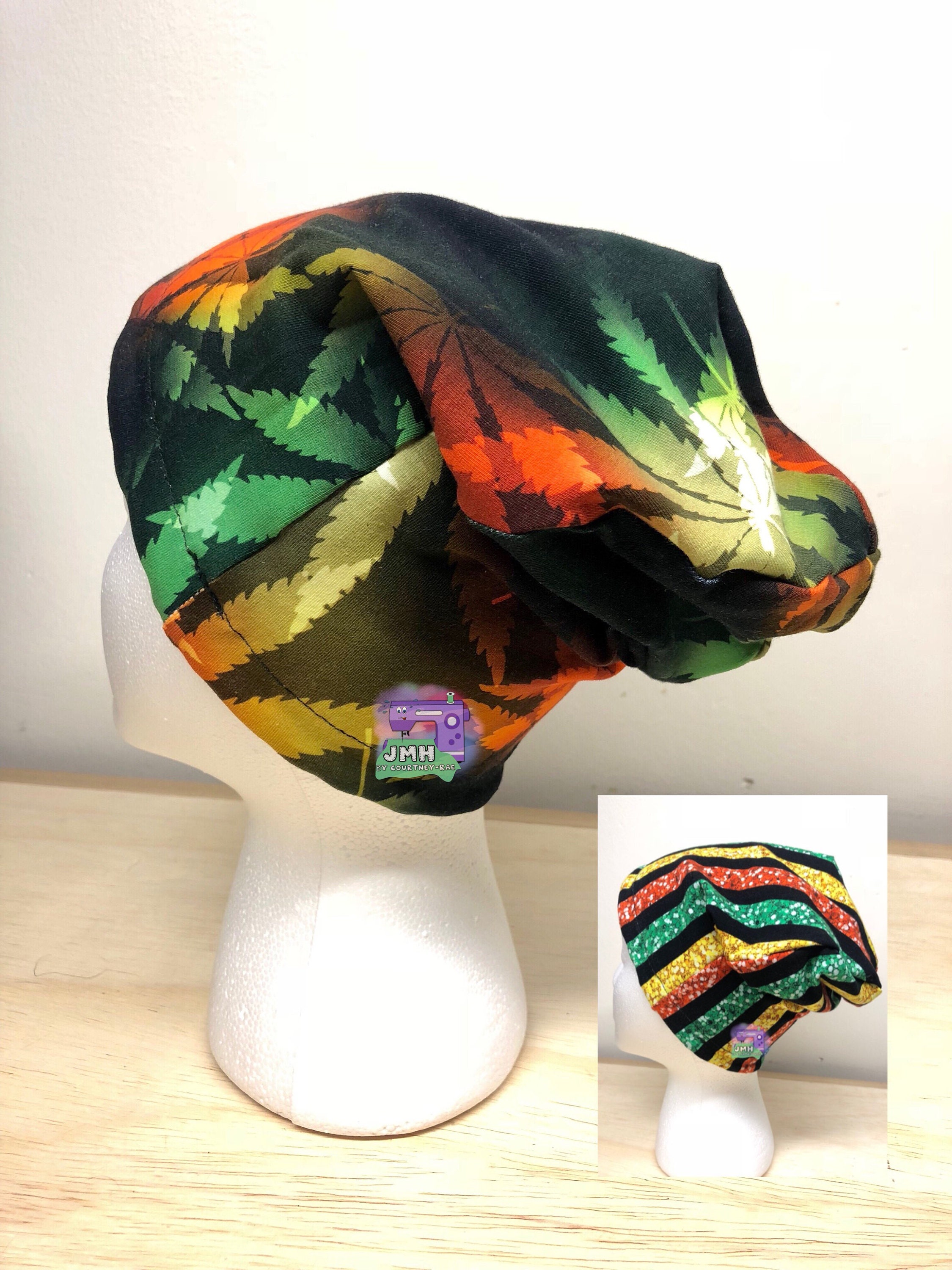 Rasta Pot Leaf/rasta Stripes Reversible Slouchy Beanie Hat | Etsy