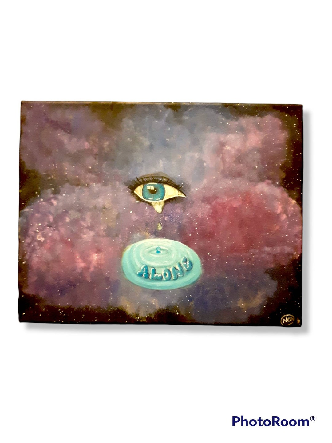 OOAK Medium 14 in X 11 in Surreal Cosmic Crying Eye Fantasy Acrylic ...
