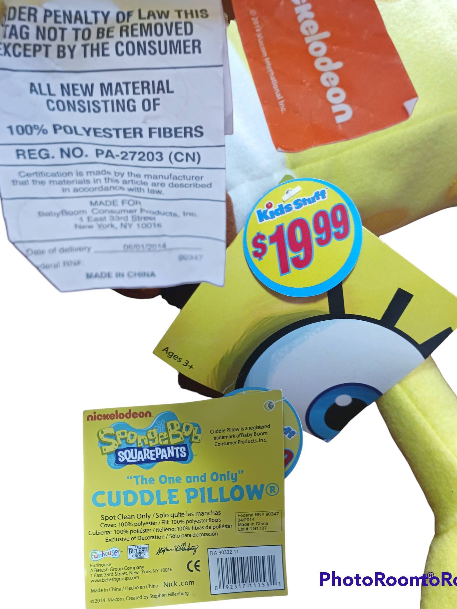 NWT 2014 Nickelodeon's Spongebob Jumbo Cuddle Pillow and Bonus Working ...