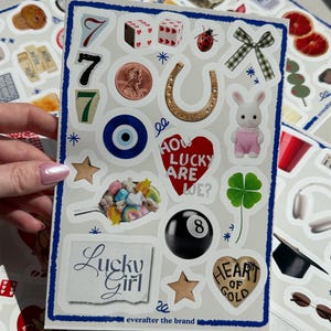 Lucky Girl Sticker Sheet / Junk Journaling & Scrapbook Supplies / Cool ...