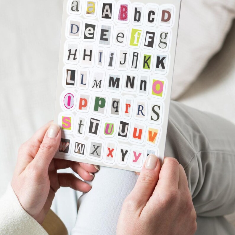 Ransom Mini Letter Sticker Sheet / Magazine Alphabet Letter Cut Out ...