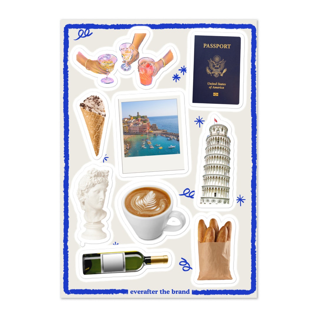 European Summer Sticker Sheet / Aesthetic Junk Journaling / Cool Girl ...